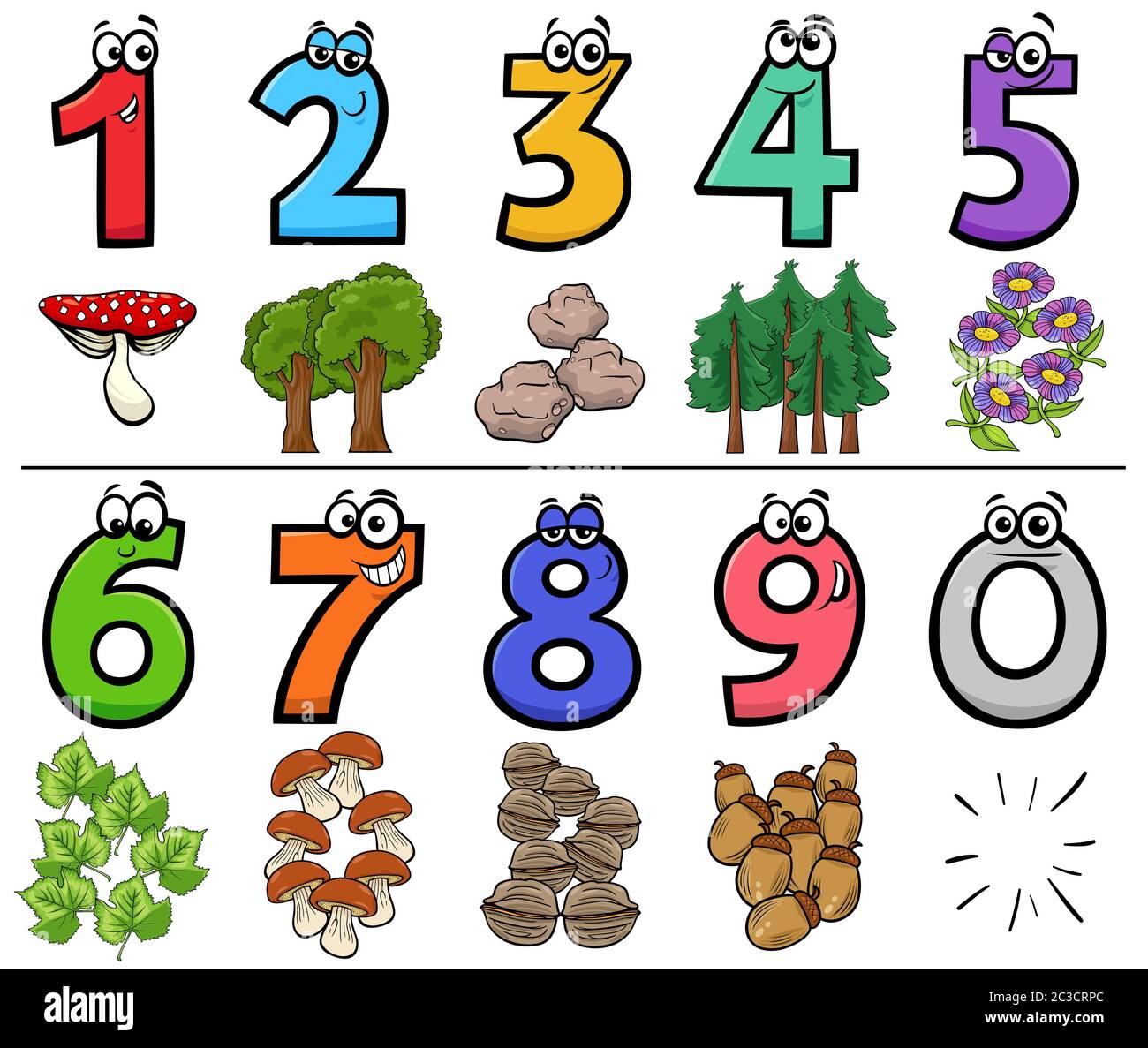 educational cartoon numbers set with nature objects Stock Photo - Alamy