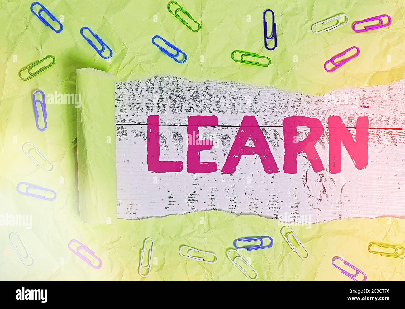 Writing note showing Learn. Business concept for process of acquiring new modifying existing ...