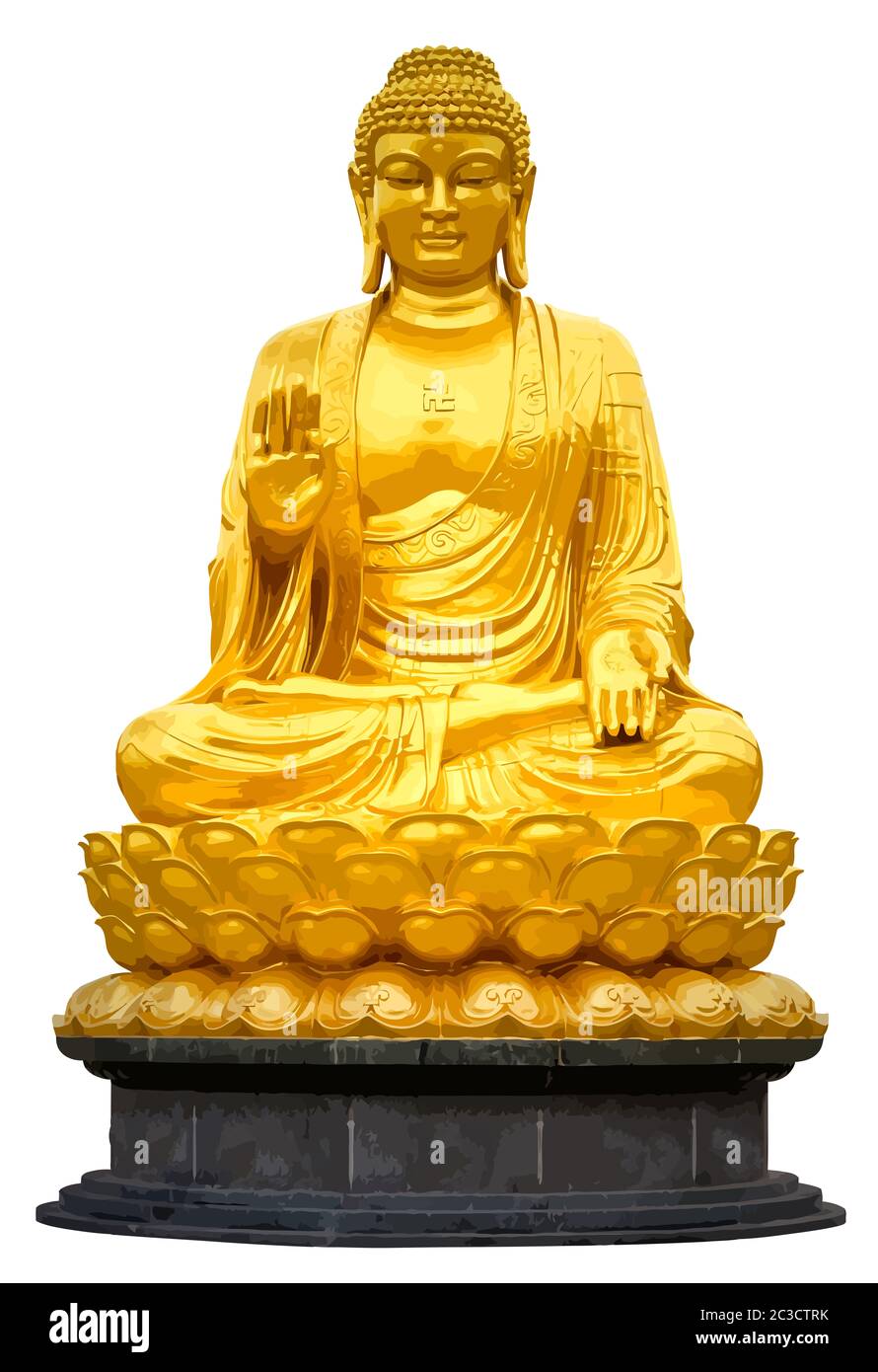 illustration golden buddha asian culture ancient background white Stock ...