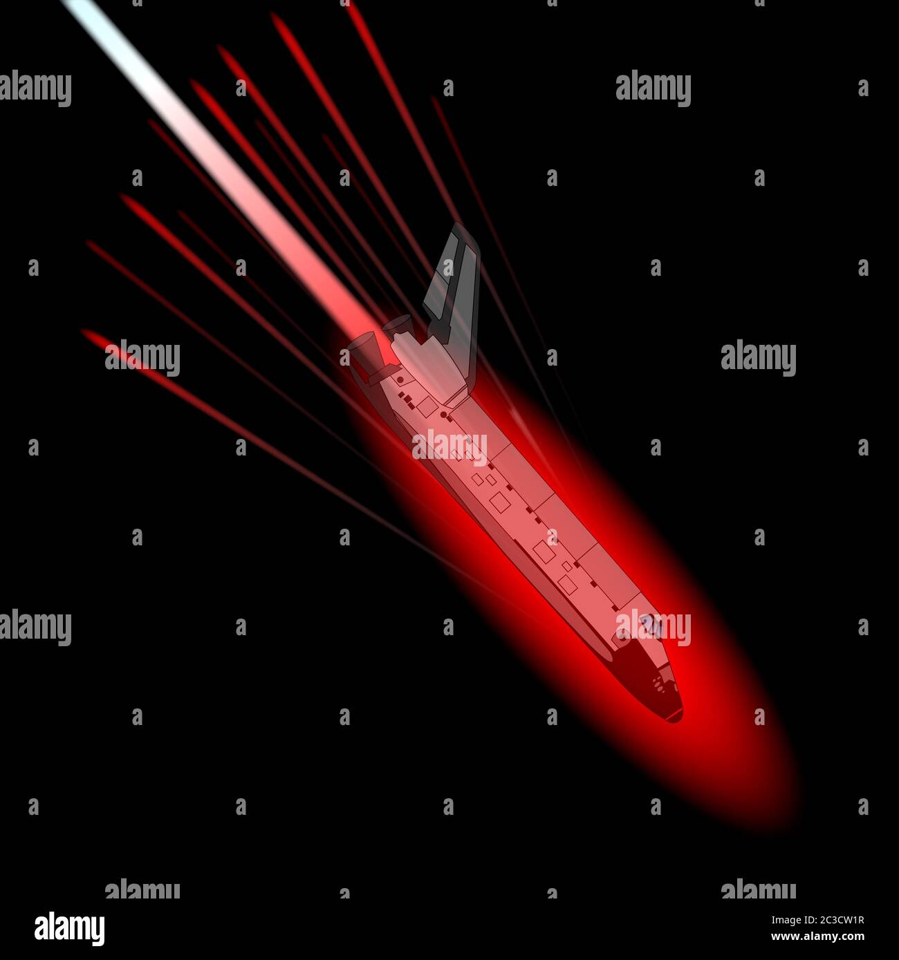 A re entering space shuttle burning red hot Stock Photo - Alamy