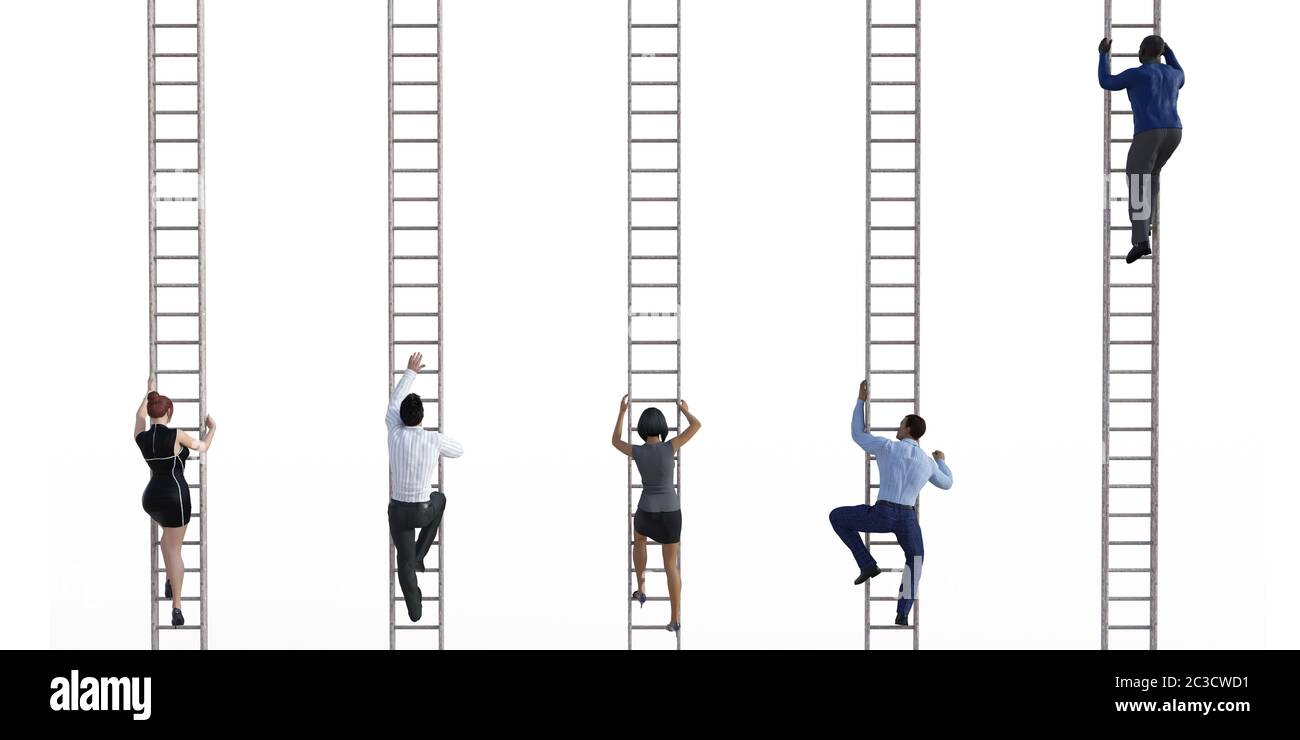Business People Climbing Ladders to Reach the Top Stock Photo - Alamy