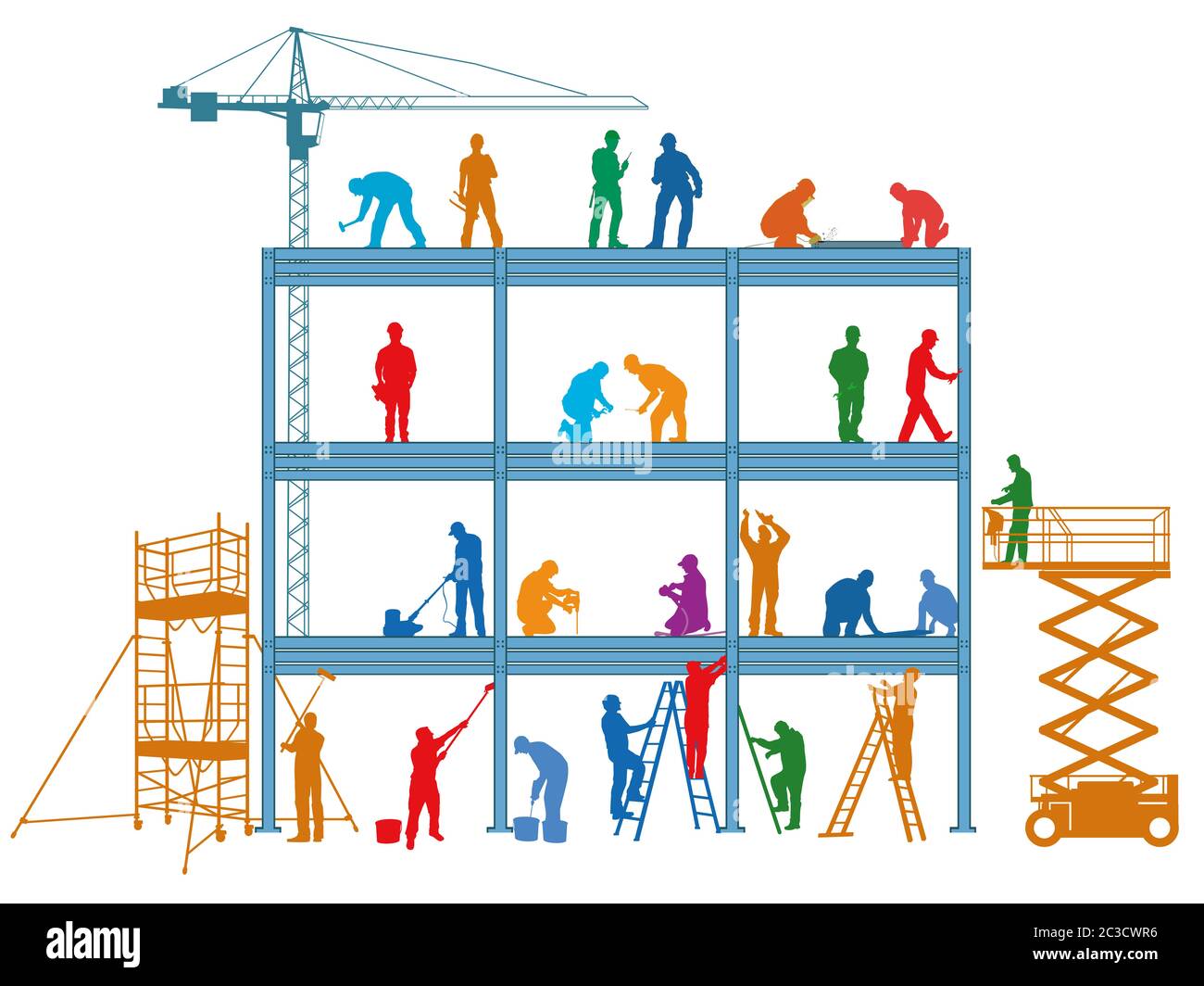Construction workers build a building Stock Photo - Alamy