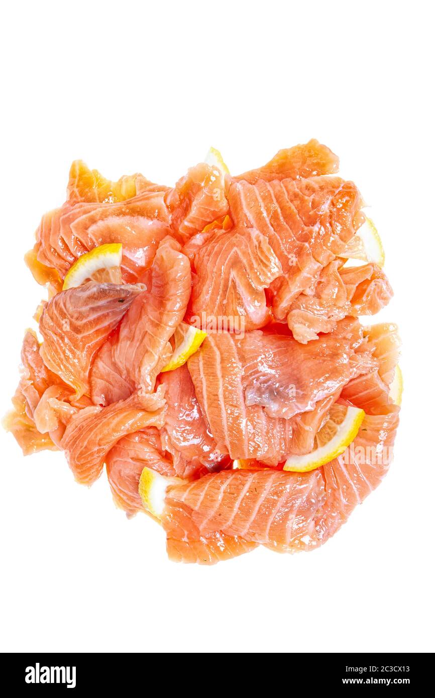 Pieces Of Red Fish Stock Photo - Alamy