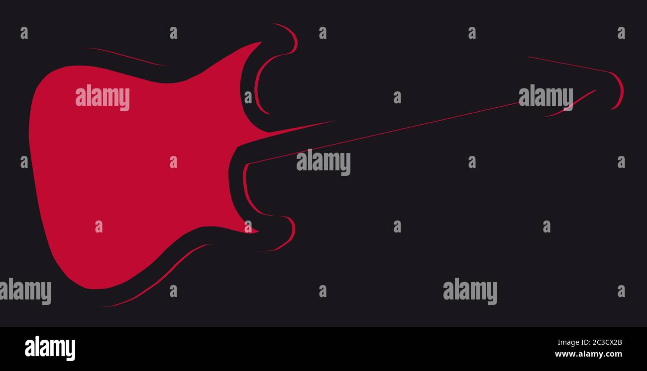An original abstract solid body electric guitar shape in silhouette ...