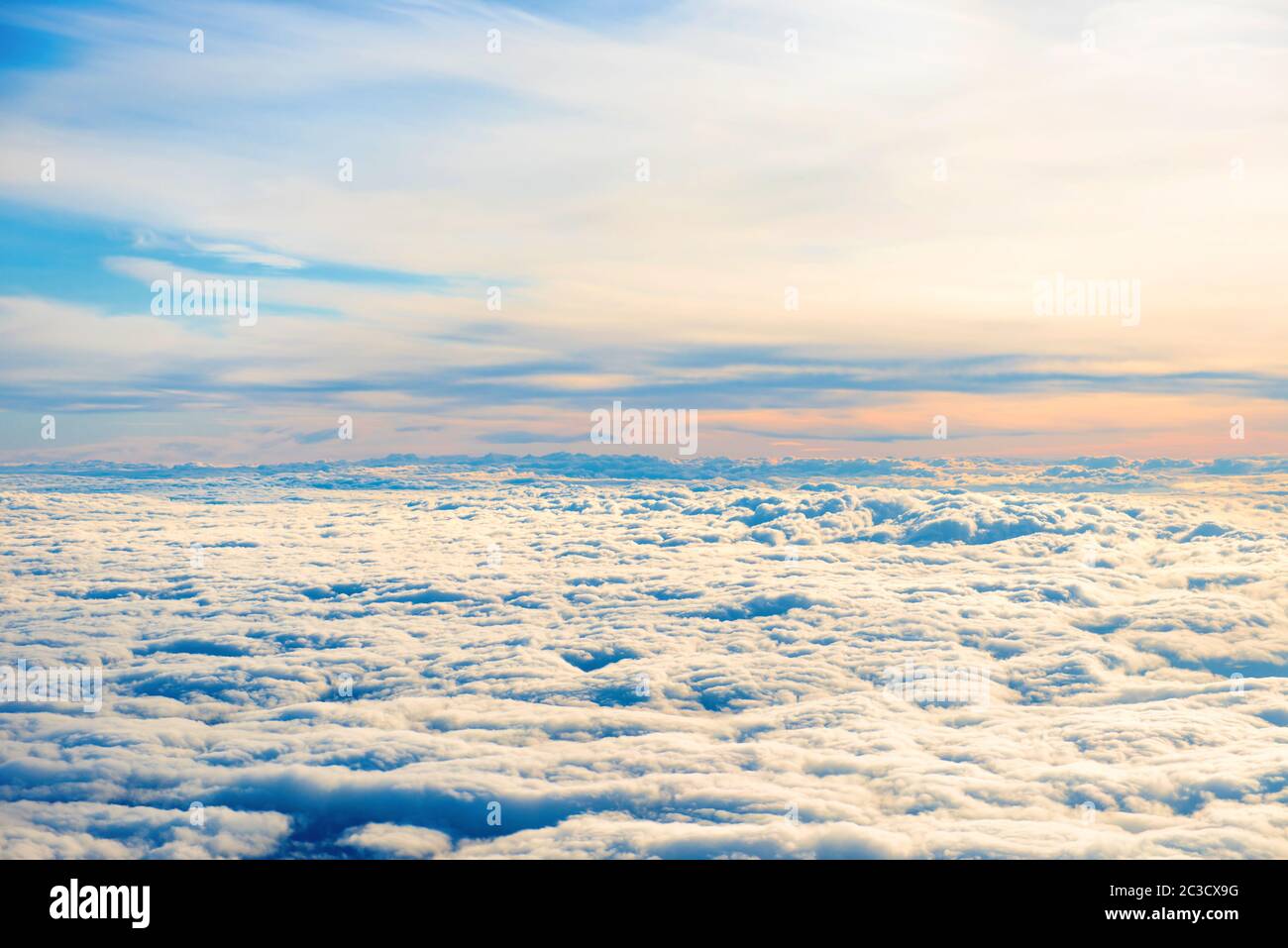 Aerial view of blue sky with layers of white clouds Stock Photo - Alamy