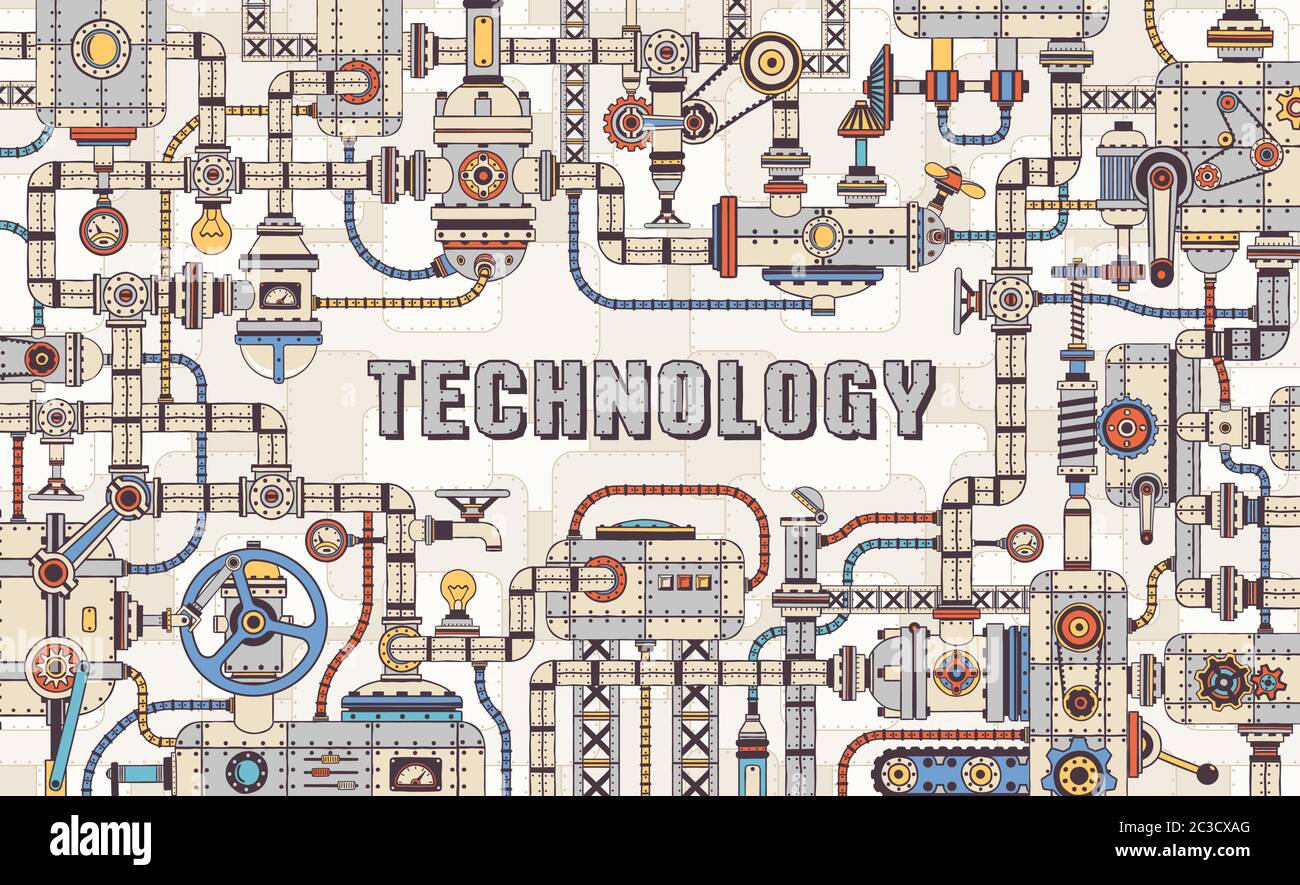 Industrial machinery steampunk concept frame Stock Vector Image & Art ...