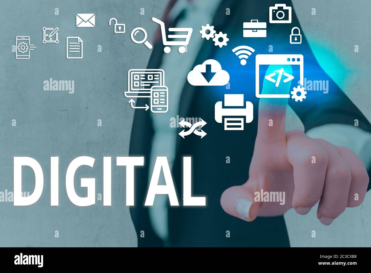 Conceptual hand writing showing Digital. Concept meaning electronic ...