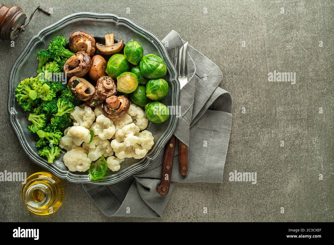 Healthy meal with cooked and roasted vegetables. Healthy vegetable diet ...