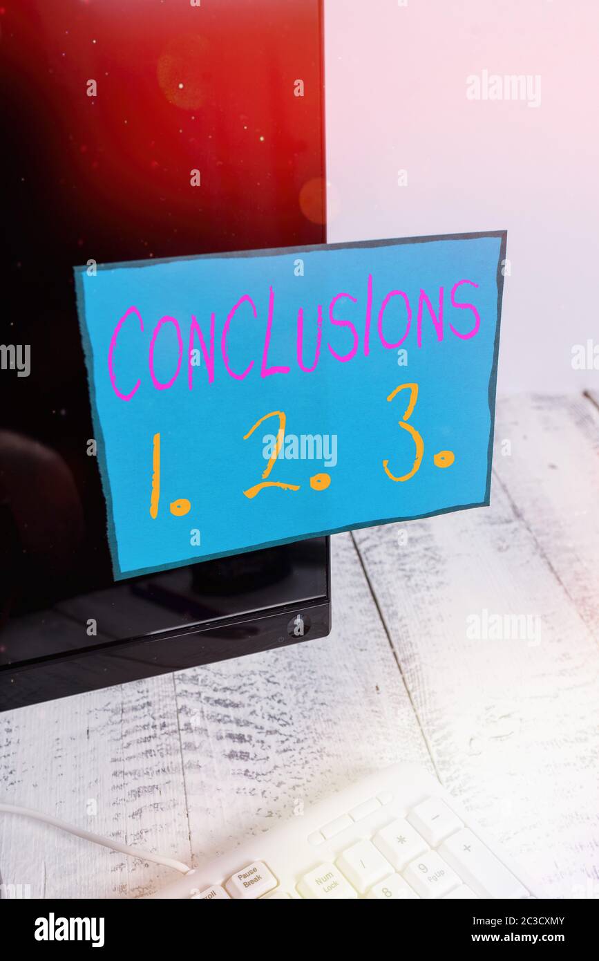 Word writing text Conclusions 1. 2. 3.. Business photo showcasing Lists ...