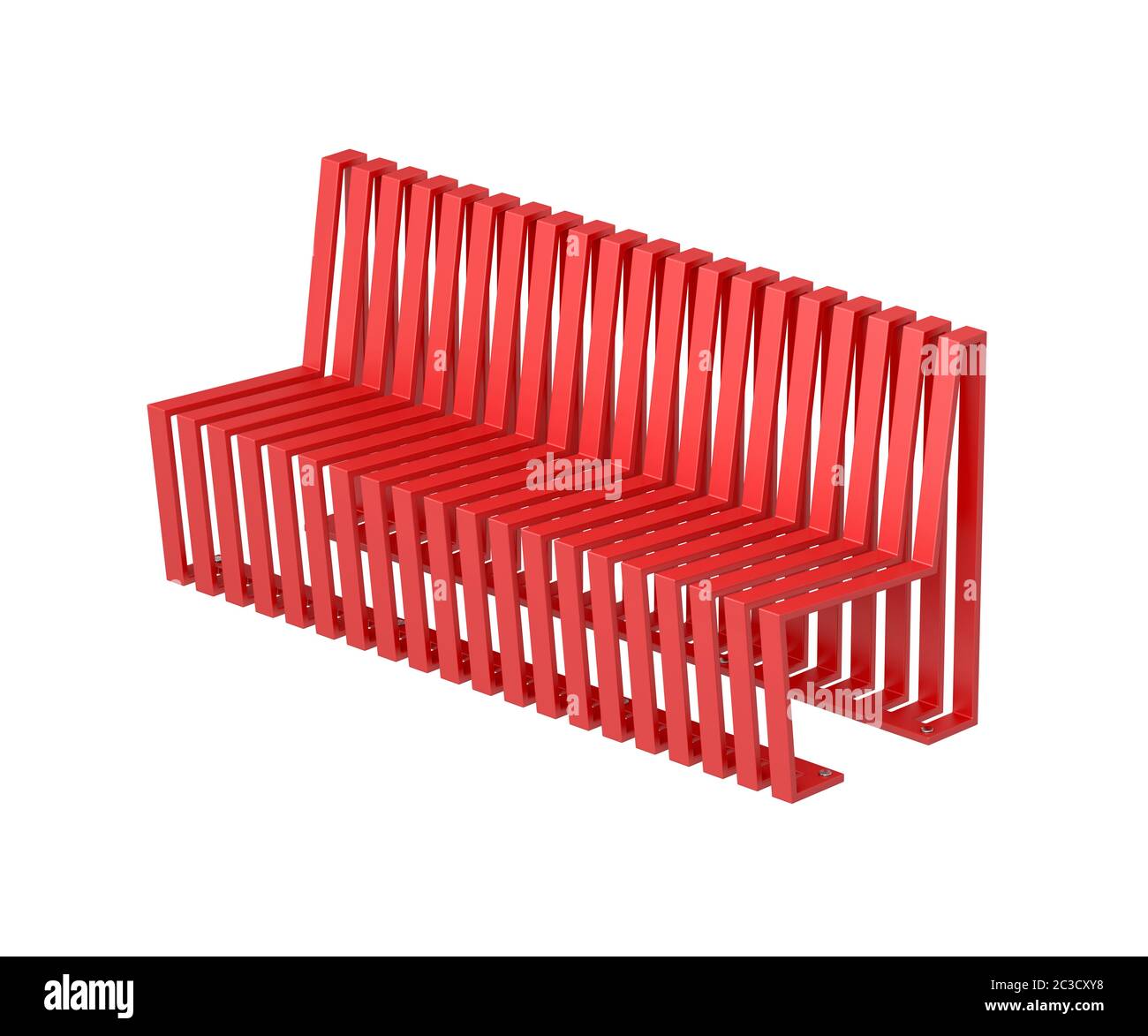 Red modern designed bench, isolated on white background Stock Photo - Alamy