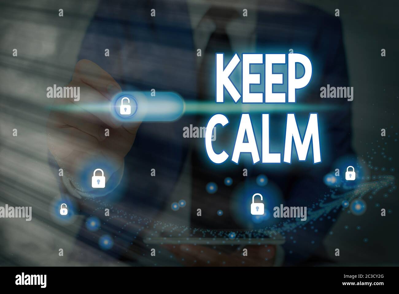 Conceptual hand writing showing Keep Calm. Concept meaning remain ...