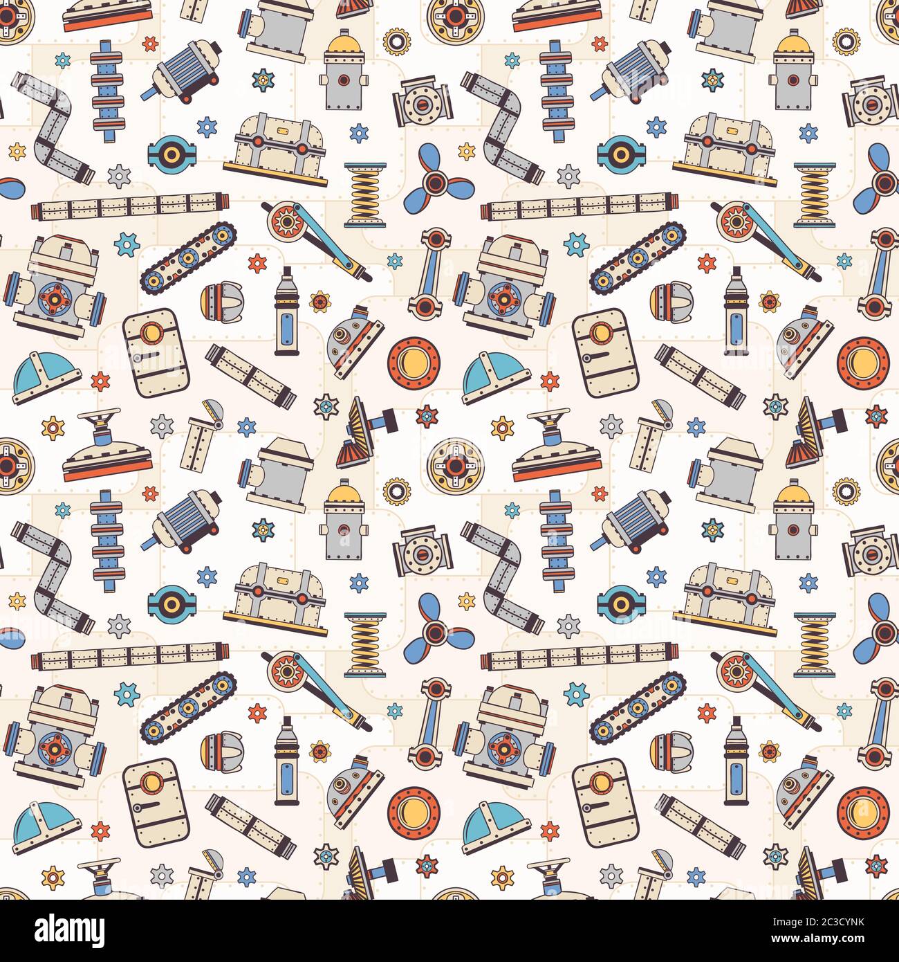 Industrial spare parts of machines and mechanisms seamless pattern ...