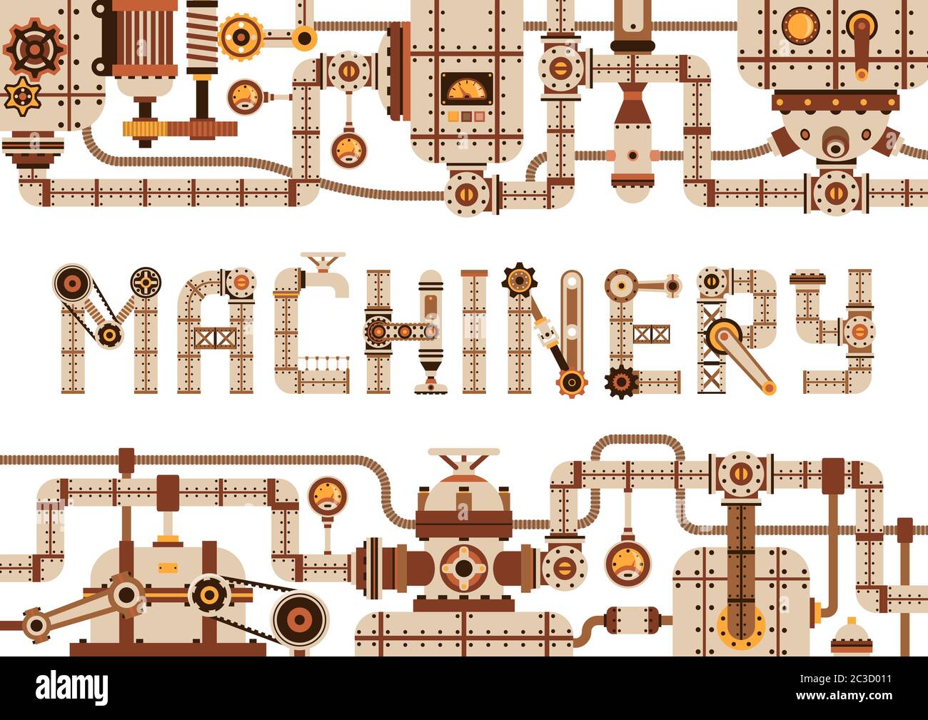 Steampunk machinery horizontal frame with pipes Stock Vector Image ...