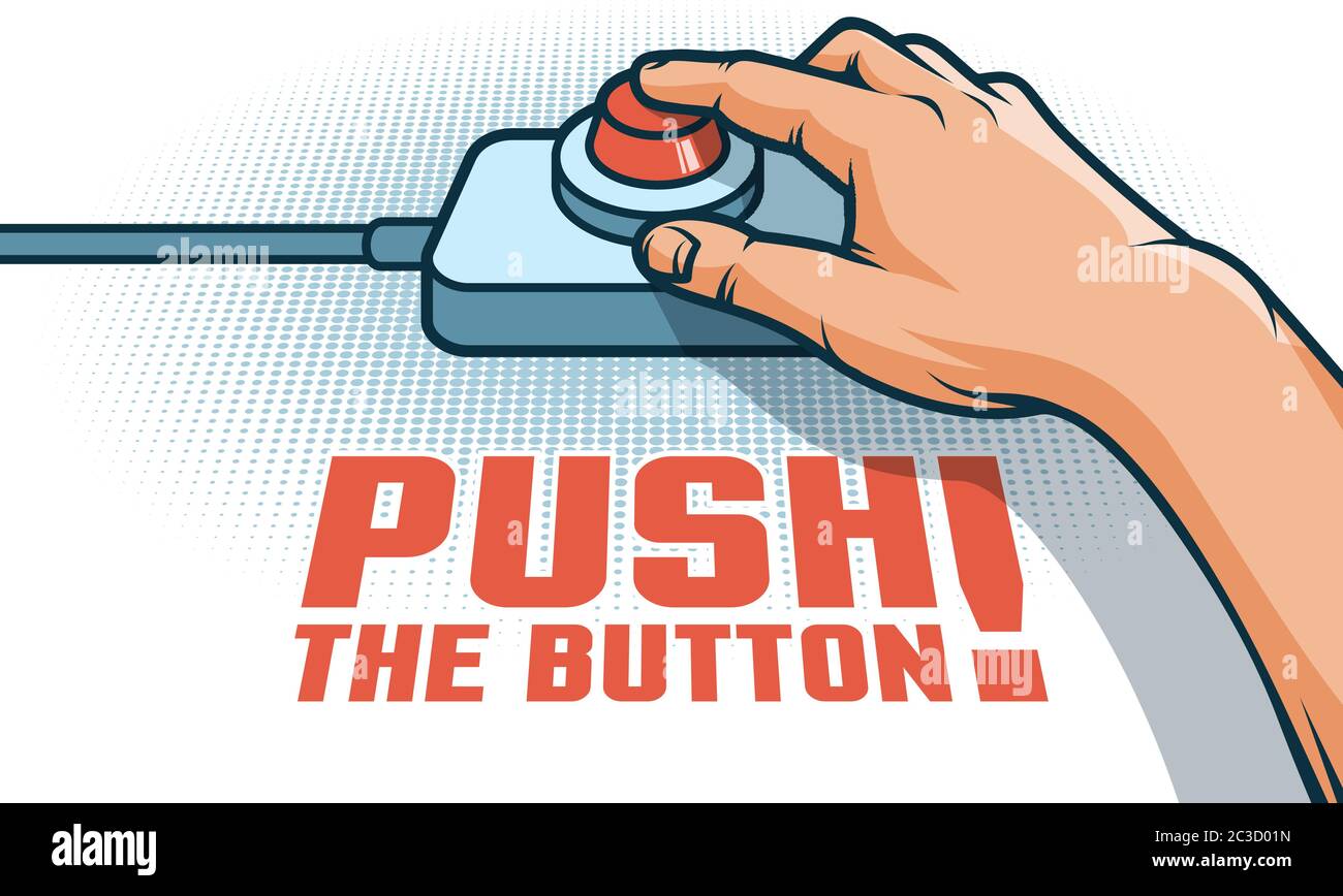 Hand push the red button with finger Stock Vector Image & Art - Alamy