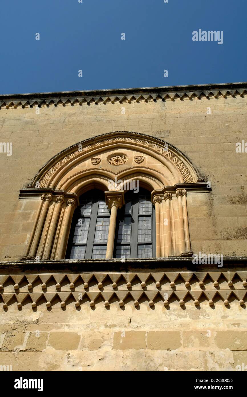 Medieval gothic window of an ancient house in the island of Malta Stock ...