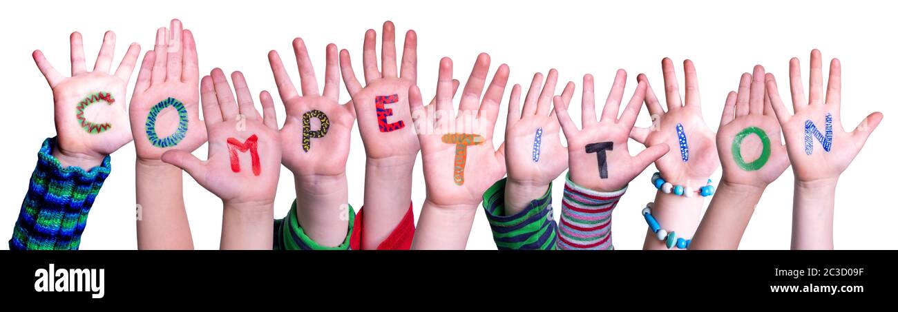 Children Hands Building Colorful Word Competition. White Isolated ...