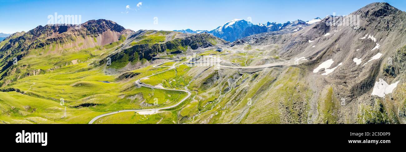 Stelvio National Park - Stelvio Pass 2757 mt. - Panoramic aerial view ...