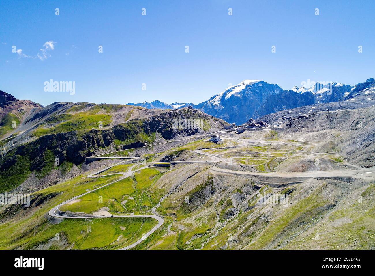 Stelvio National Park - Stelvio Pass 2757 mt. - Panoramic aerial view ...