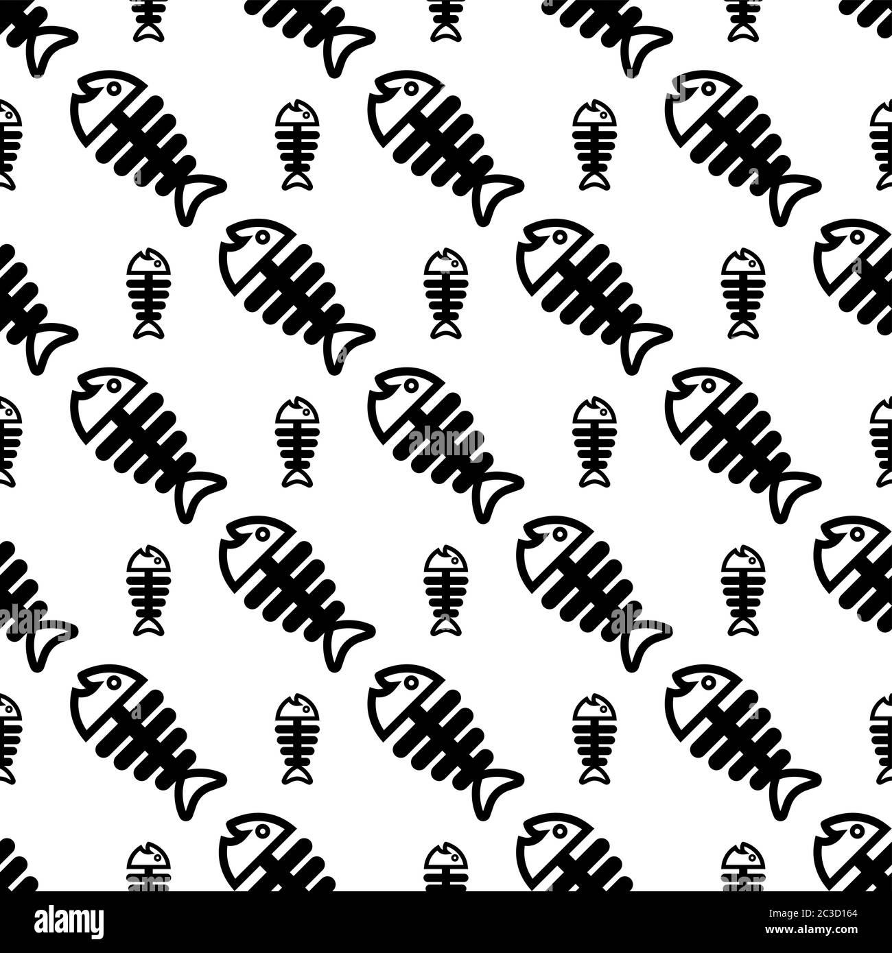 Fish Bone Icon Seamless Pattern Vector Art Illustration Stock Vector ...