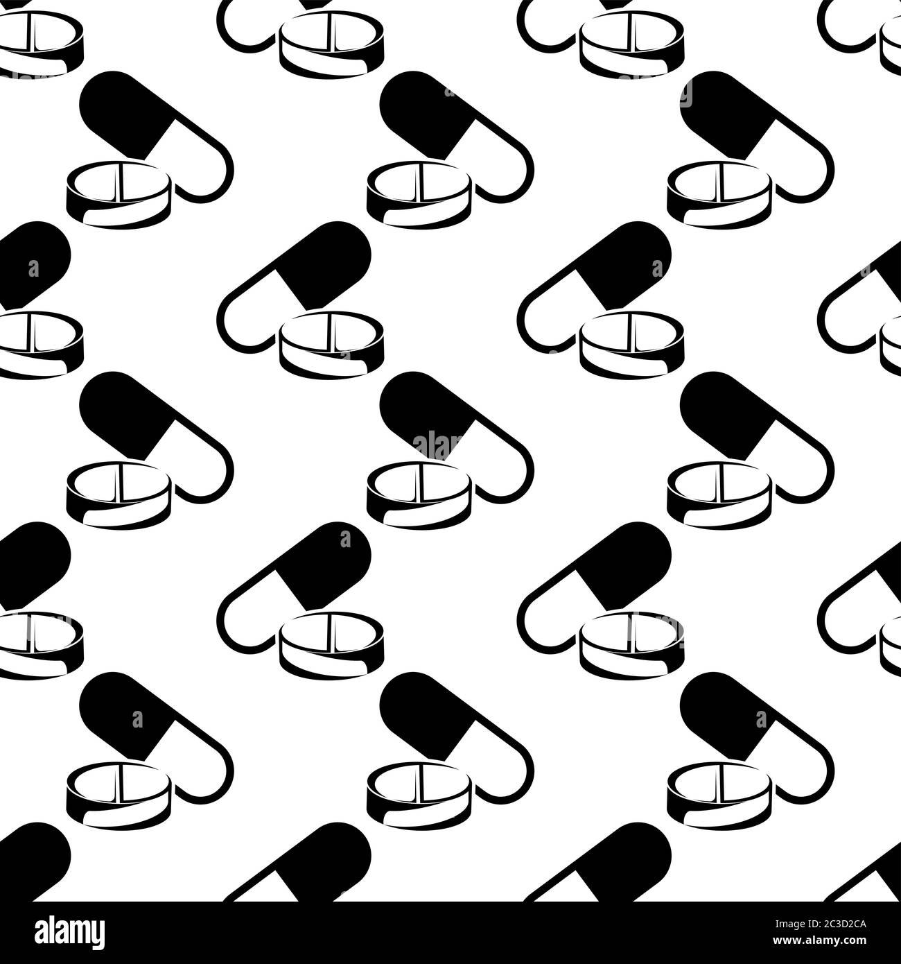 Seamless Pattern Of Capsule Pills Vector Art Illustration Stock Vector ...
