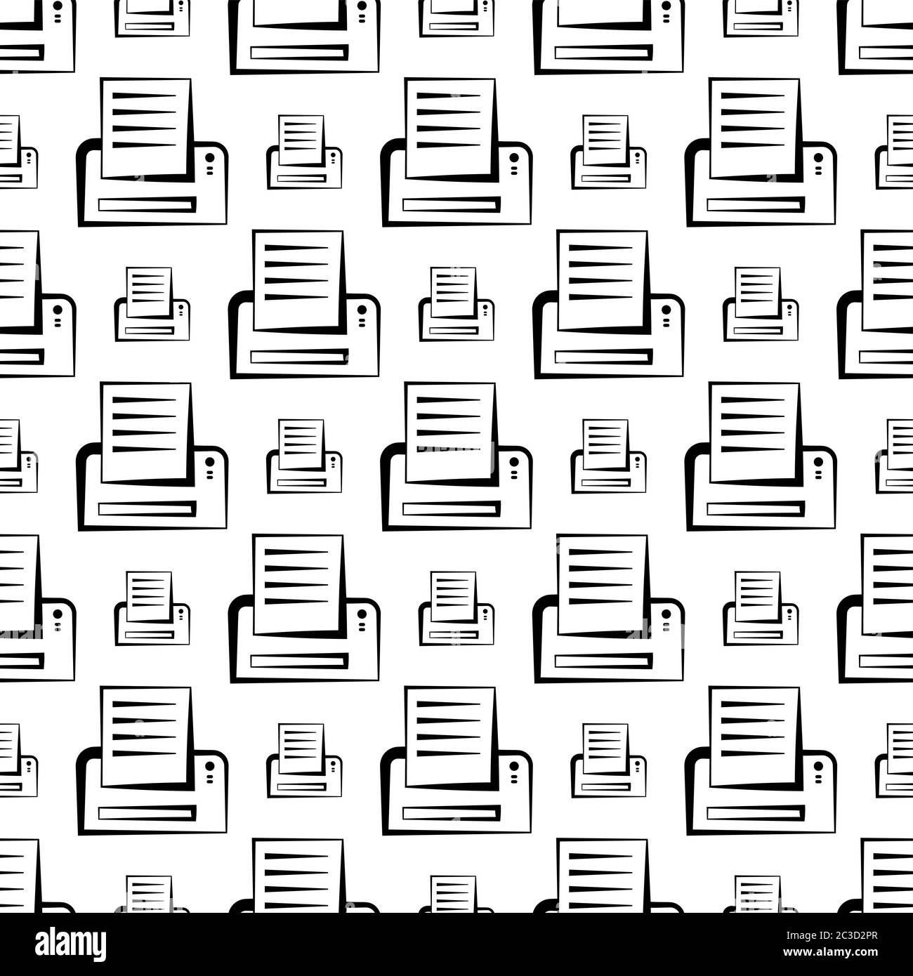 Printer Icon Seamless Pattern Ink Jet Laser Printer Vector Art