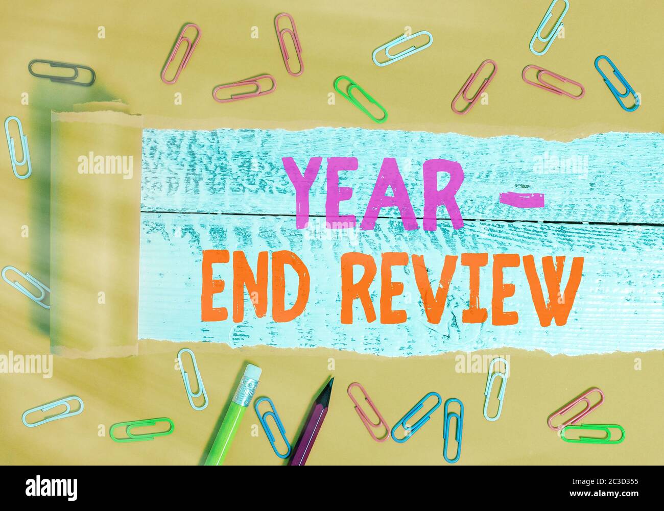 Text sign showing Year end Review. Business photo text annual assessment of achievement and goal ...