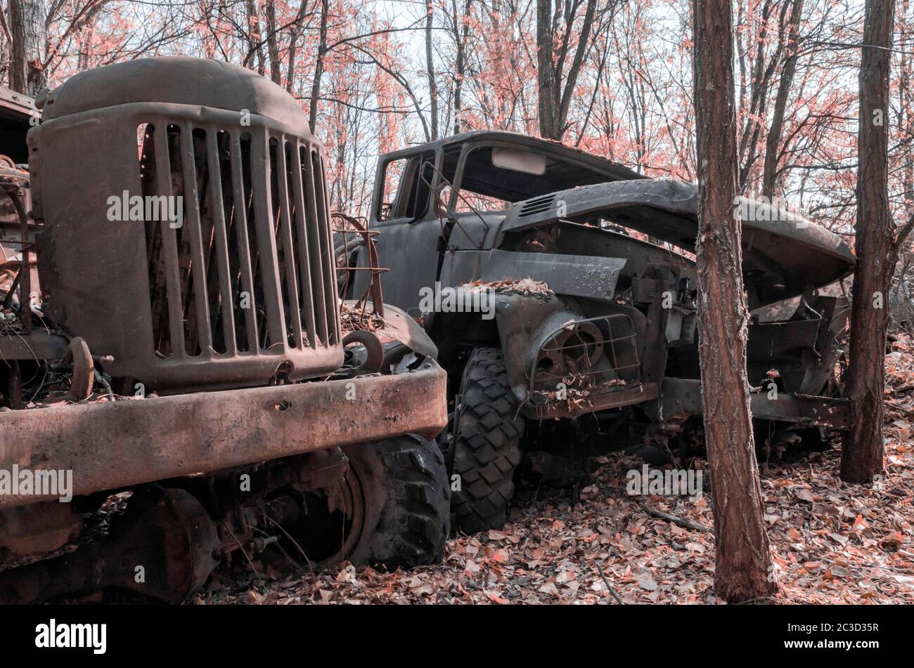 rusty army truck in the Chernobyl Stock Photo - Alamy
