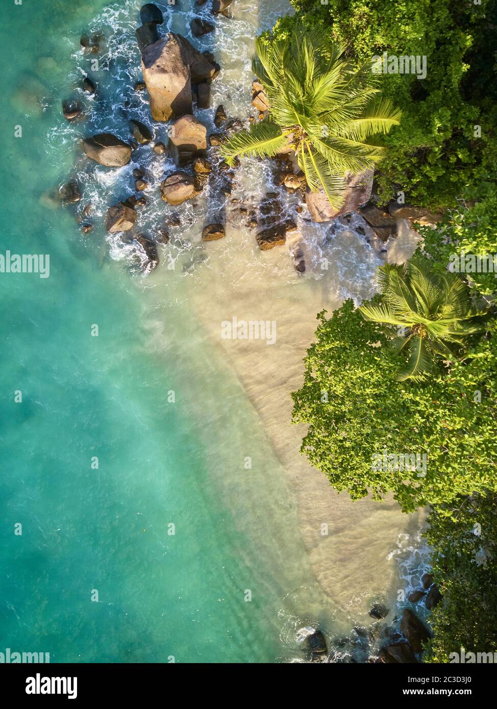Beach at Seychelles aerial top view Stock Photo - Alamy