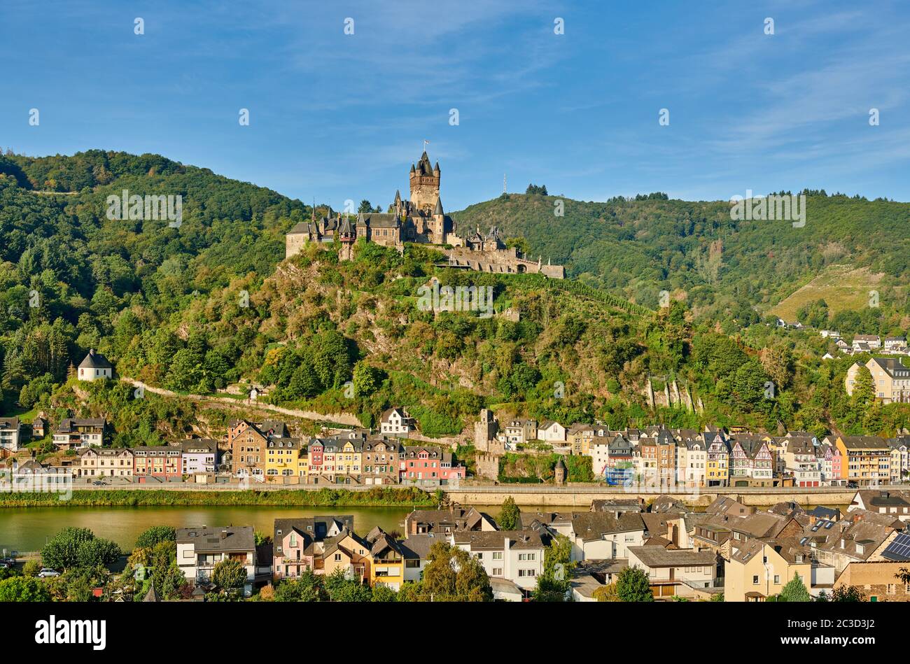 Cochem town in Germany on Moselle river with Reichsburg castle Stock ...
