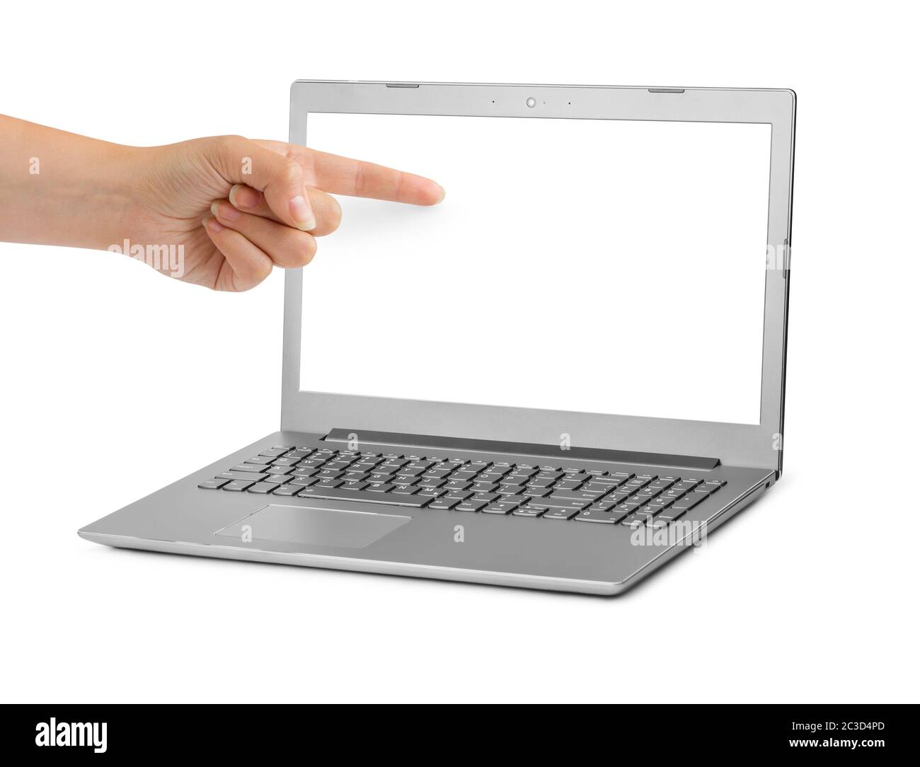 Hand pointing at screen Cut Out Stock Images & Pictures - Alamy