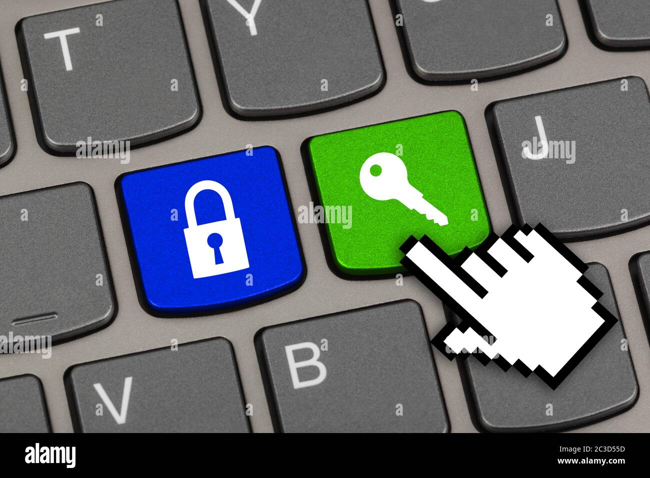 Computer keyboard with two security keys Stock Photo - Alamy