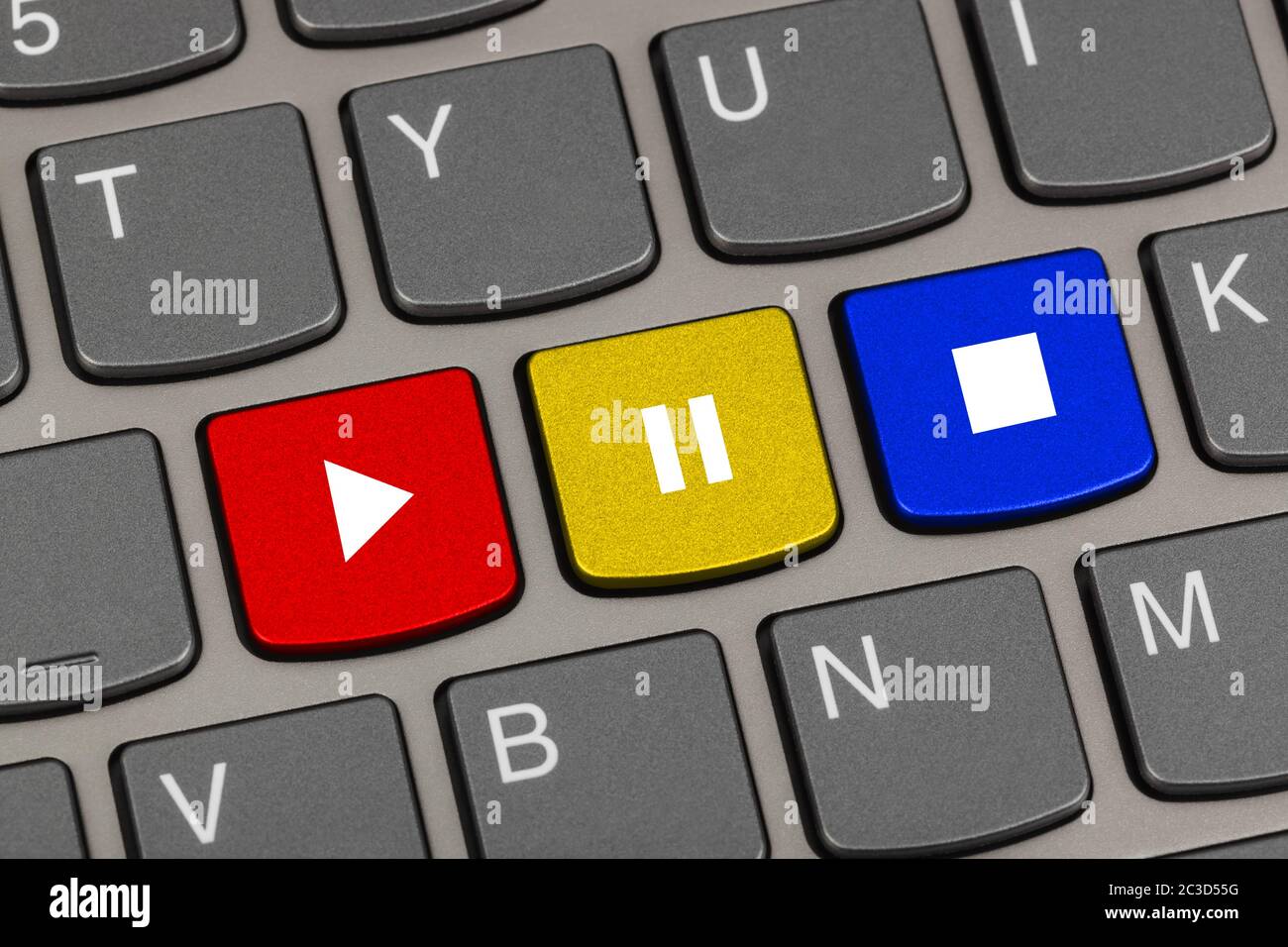 Computer keyboard with Play and Stop keys Stock Photo - Alamy