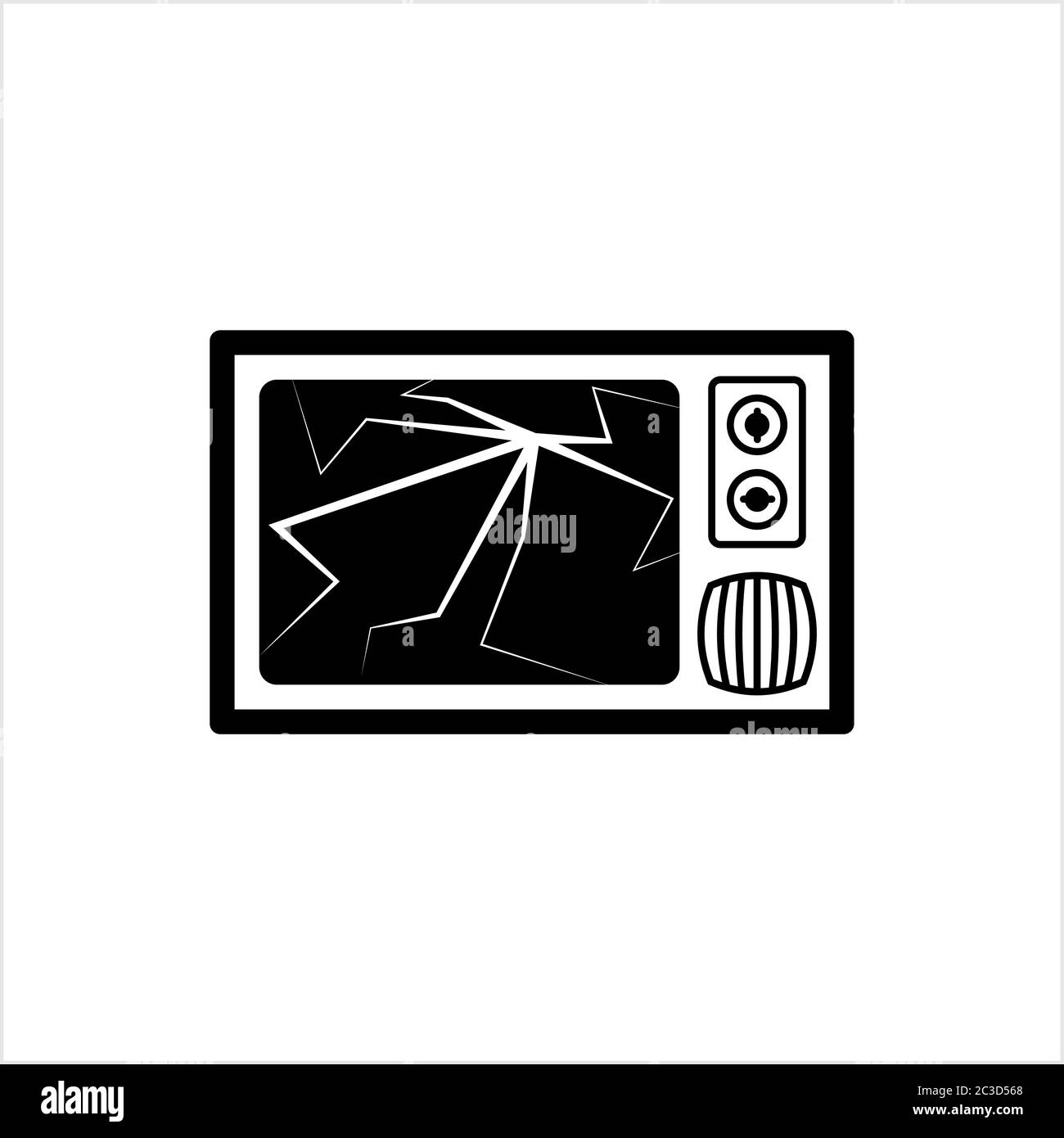 Cracked Tv Screen Icon Vector Art Illustration Stock Vector Image & Art ...