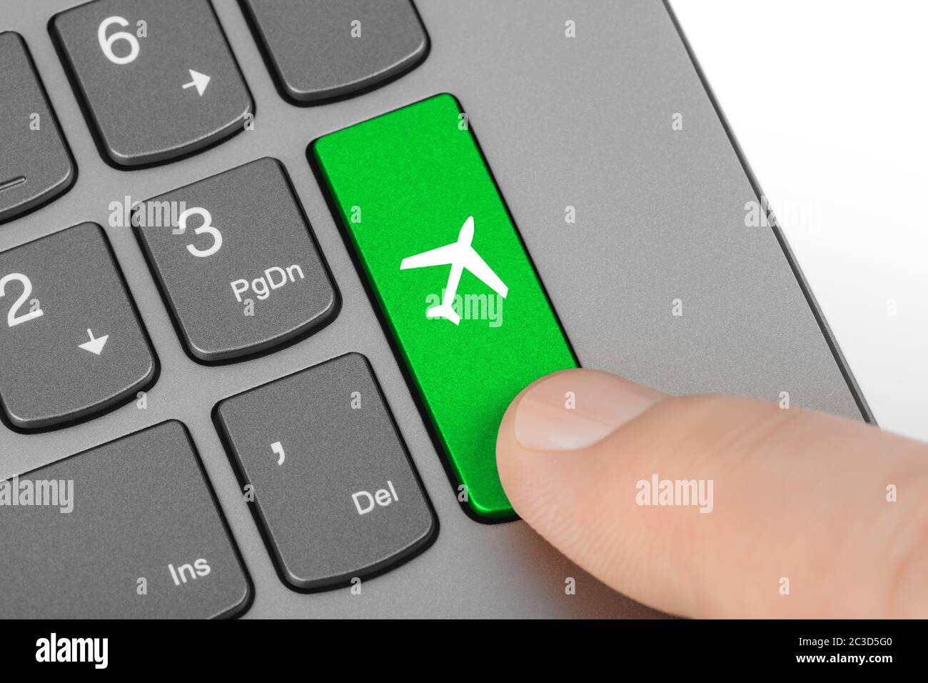Computer keyboard with Plane key Stock Photo - Alamy