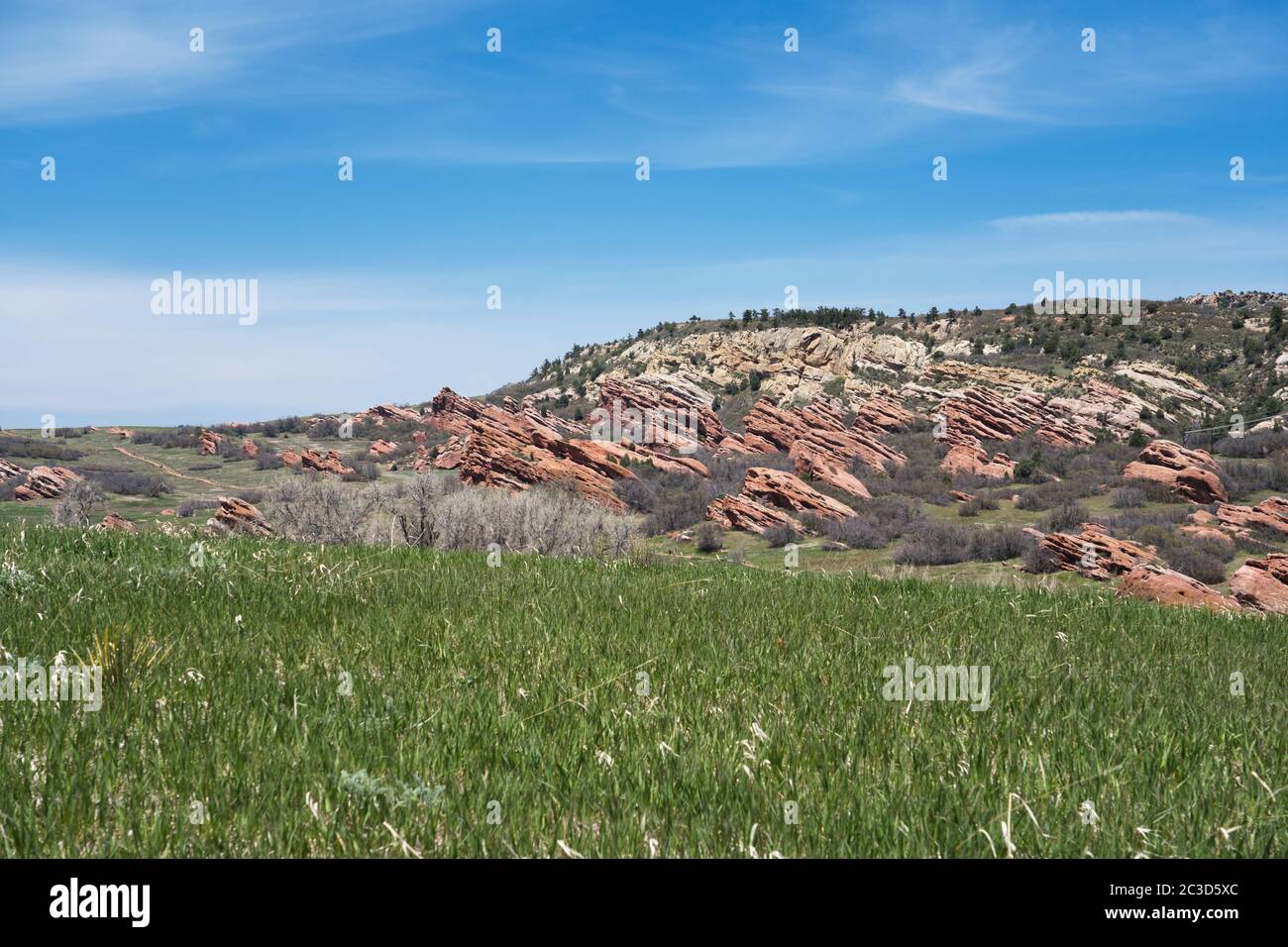 Dramatic red sandstone formation at South Valley Park in Colorado Stock ...