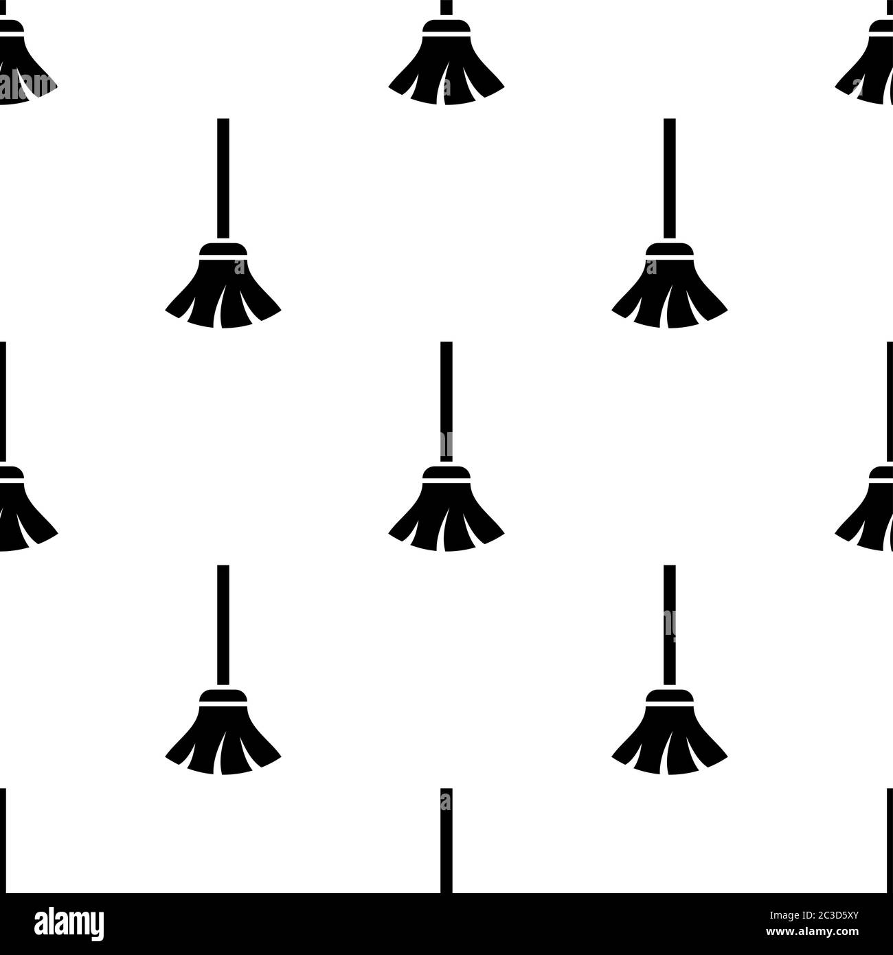 Broom Icon, Cleaning Broom Seamless Pattern Vector Art Illustration ...