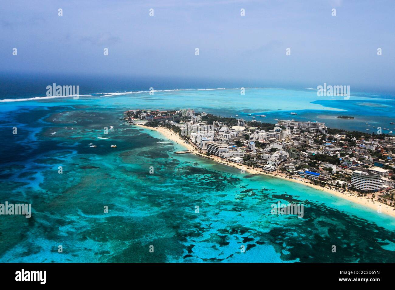Aerial view of the island of San Andres in northern Colombia Stock ...