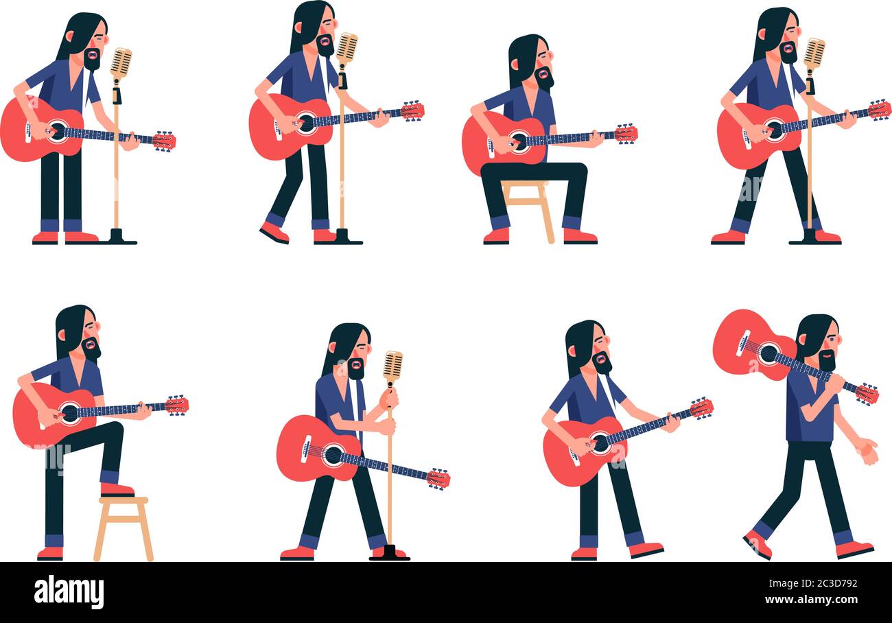 Singer with acoustic guitar poses Stock Vector Image & Art - Alamy