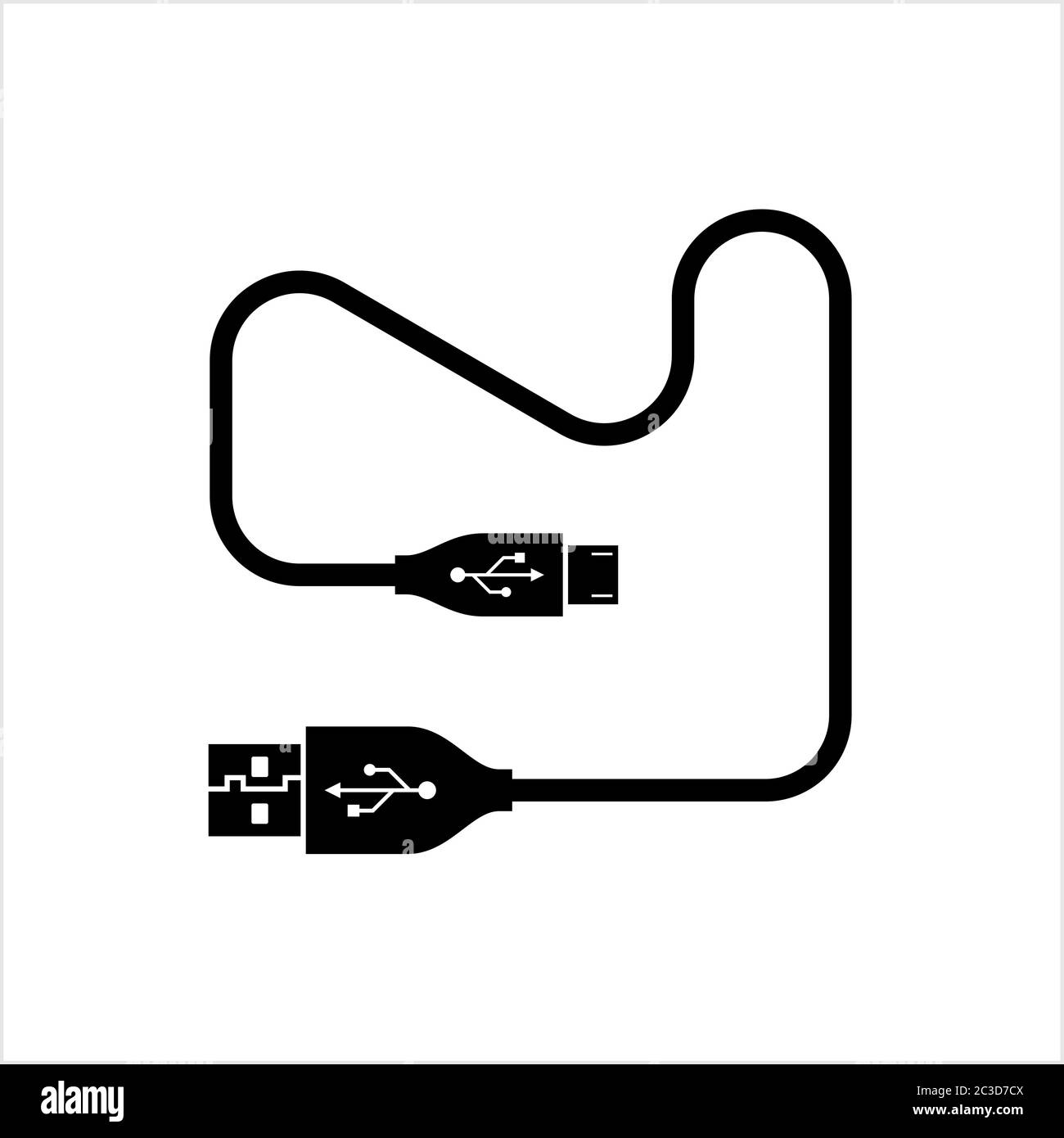 Micro Usb Cable, Usb Cable Vector Art Illustration Stock Vector Image ...