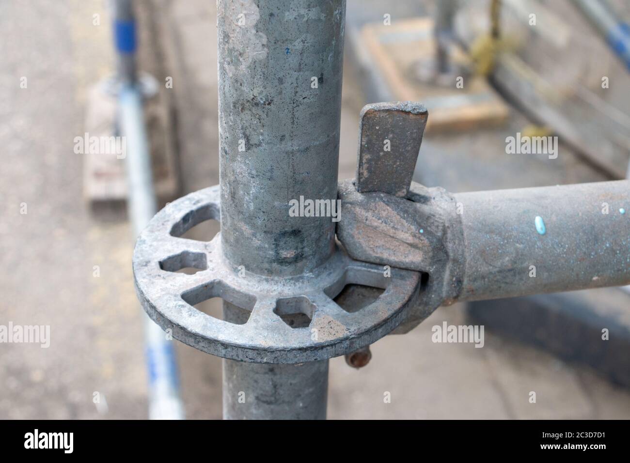 Scaffolding connections in an industrial area, scaffolding posts of ...