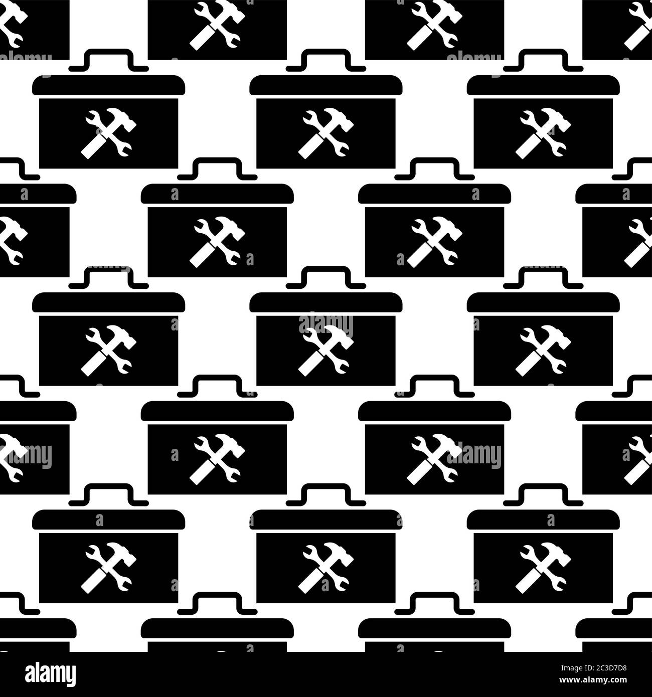 Toolbox Icon Seamless Pattern, Tool Box Icon Vector Art Illustration ...