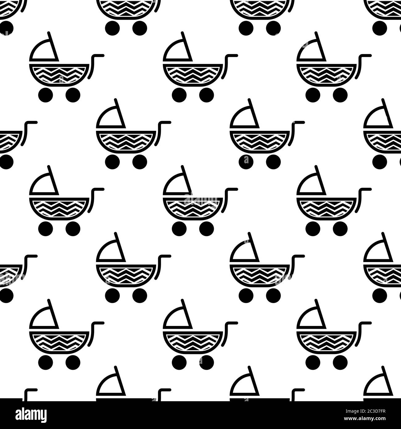 Baby Carriage Icon Seamless Pattern Vector Art Illustration Stock ...