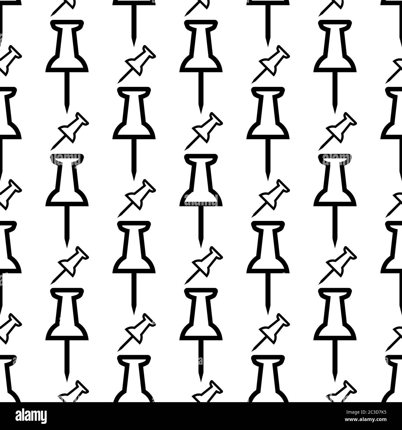 Drawing Pin Icon Seamless Pattern, Push Pin Seamless Pattern Vector Art ...