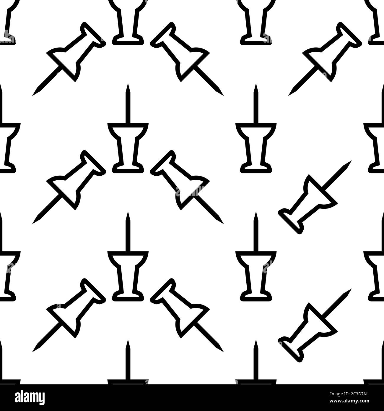 Drawing Pin Icon Seamless Pattern, Push Pin Seamless Pattern Vector Art ...