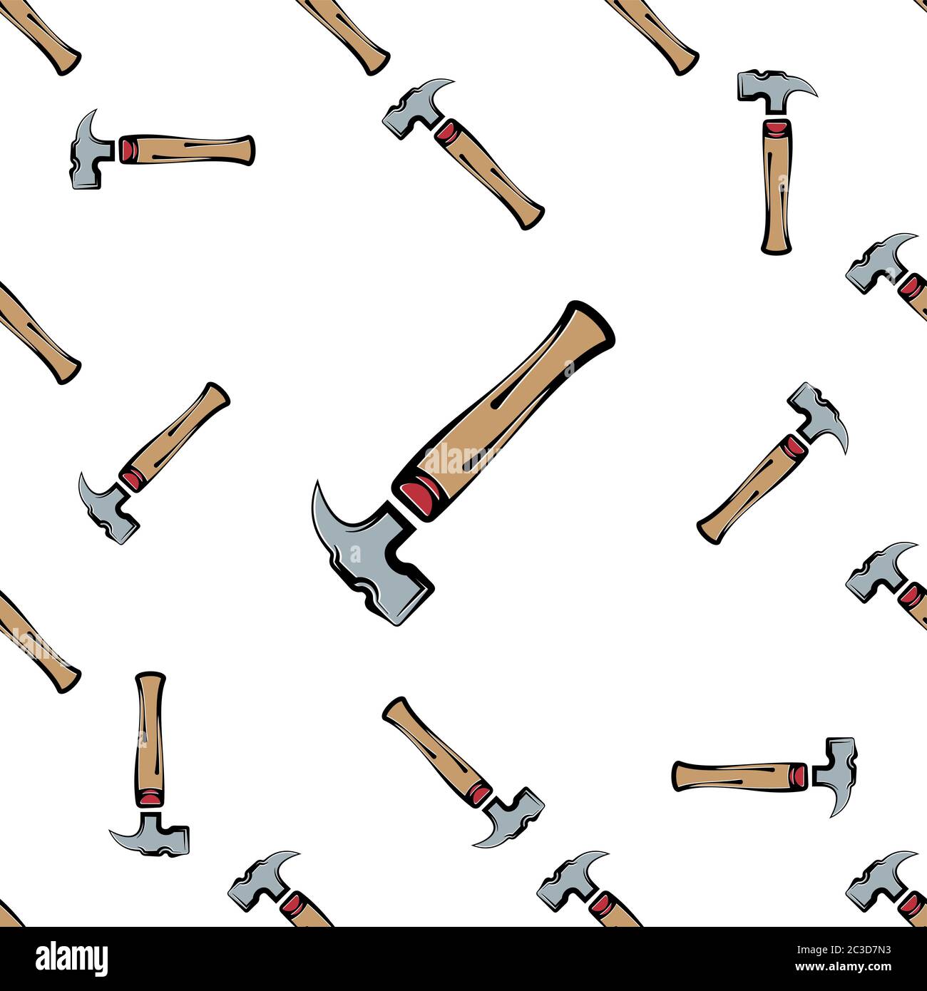 Hammer Icon Seamless Pattern Tool Design Seamless Pattern Vector Art