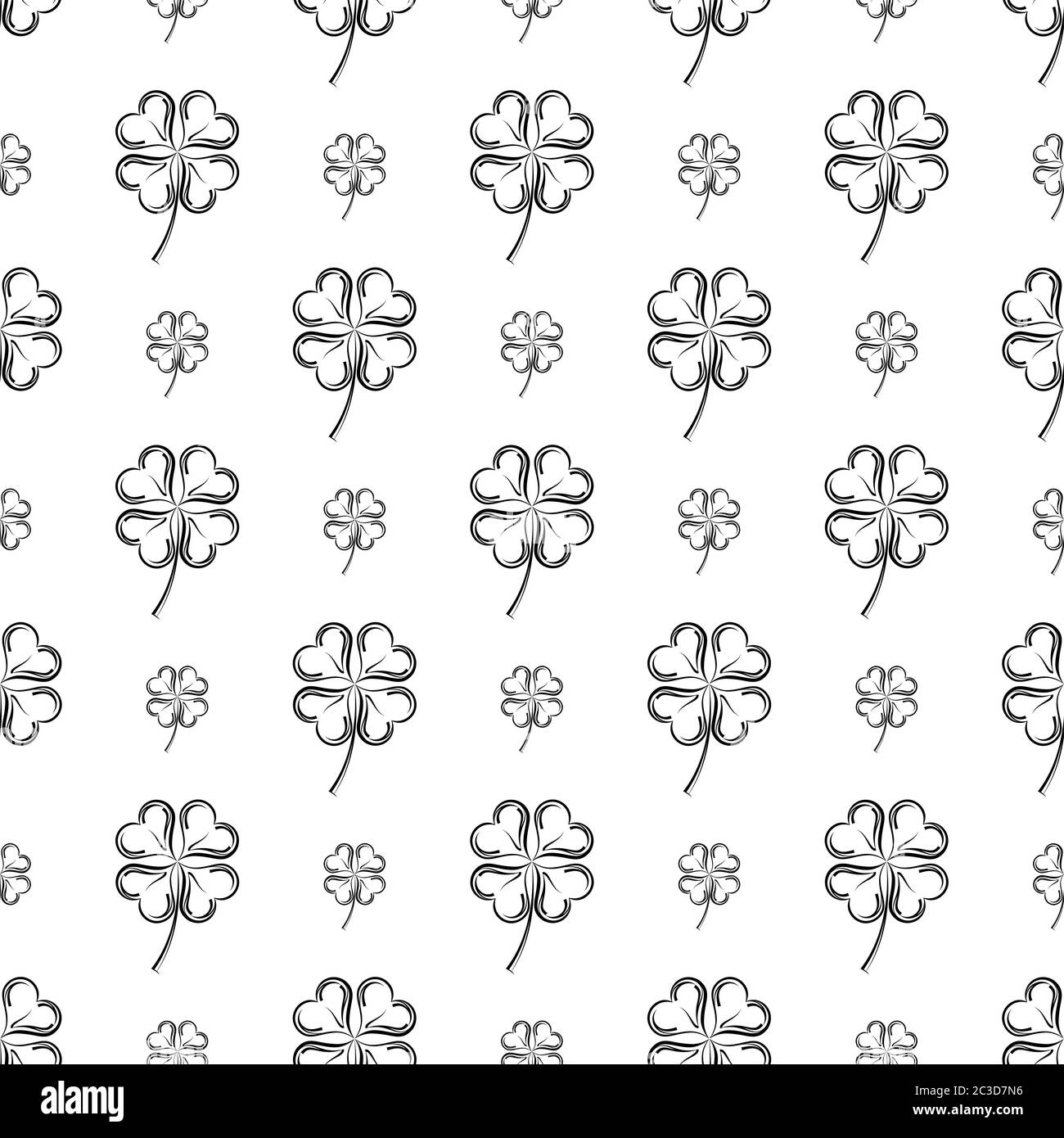 Clover Four Leaf Shamrock Seamless Pattern Vector Art Illustration ...
