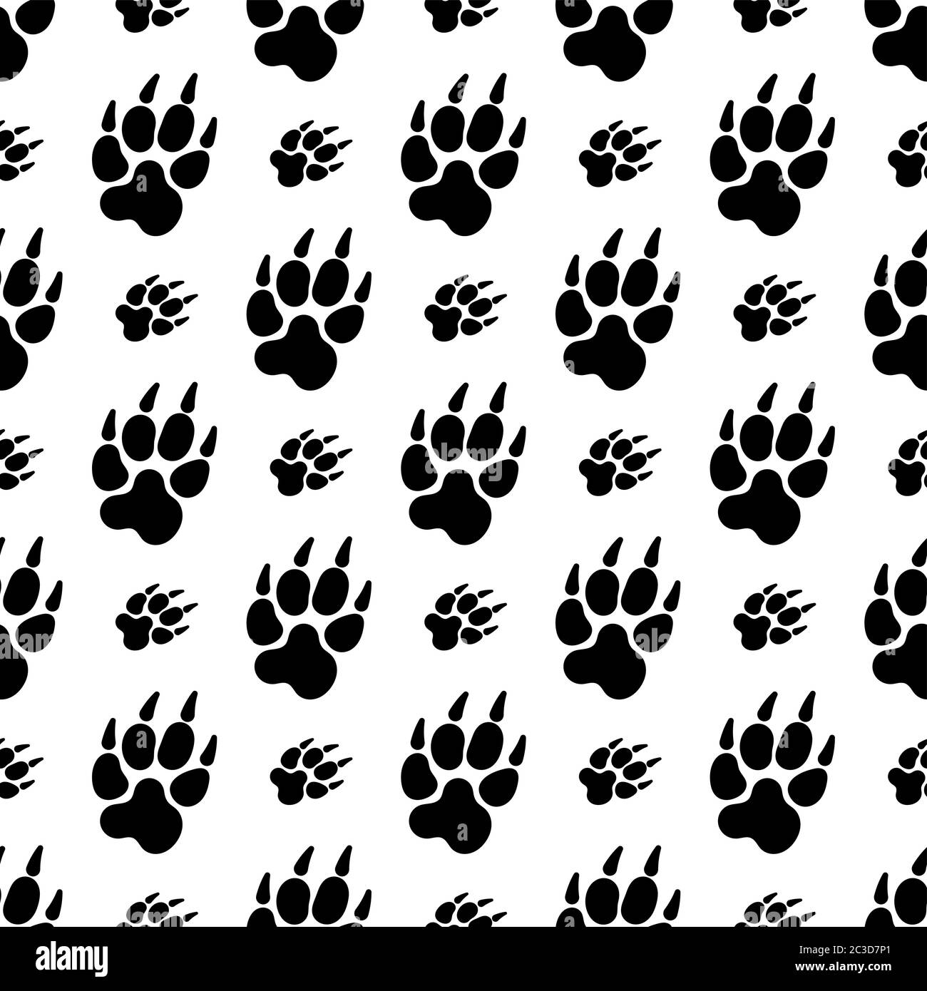 Paw Print Icon Seamless Pattern, Dog, Cat, Fox Foot Imprint Vector Art ...