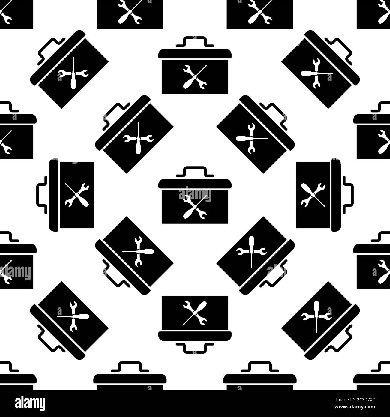 Toolbox Icon Seamless Pattern, Tool Box Icon Vector Art Illustration ...