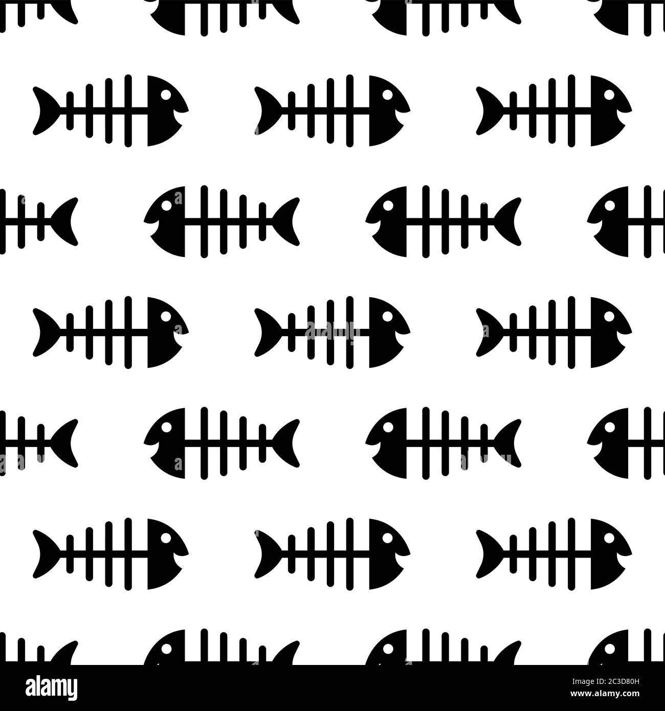 Fish bone icon flat Black and White Stock Photos & Images - Alamy
