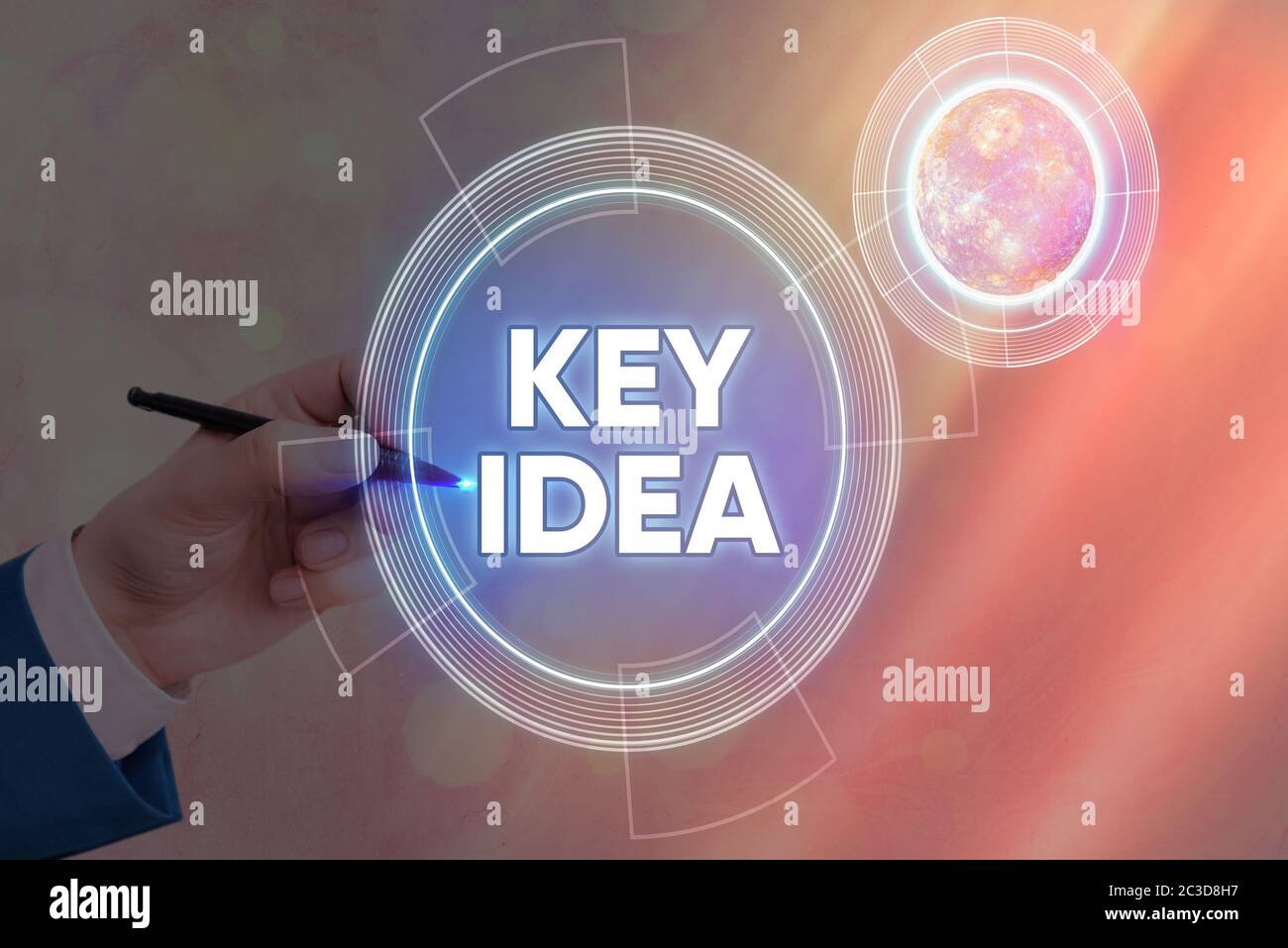 Conceptual hand writing showing Key Idea. Concept meaning the central ...